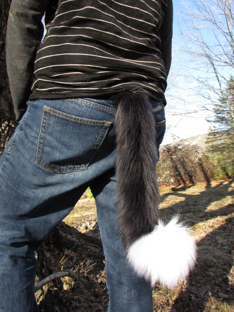 Any Color Fluffy Furry Tipped Cat Tail Cosplay Therian Fully Plush - Etsy
