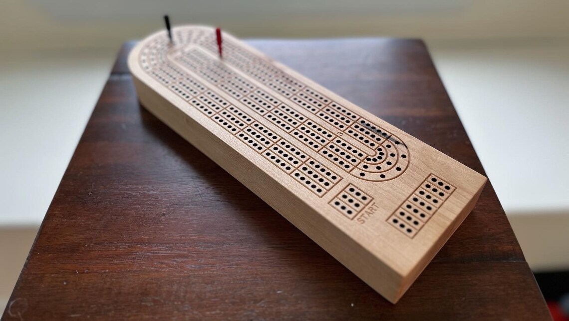 Cribbage Board CNC File 3 Track Board Game Cribbage Board With Storage ...
