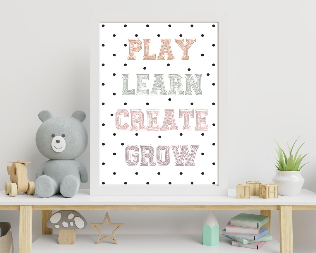 Play,learn,create,grow | Kids Room Decor | Educational Posters ...