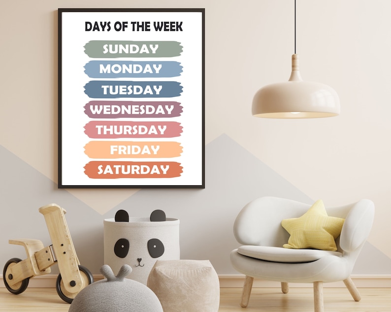 Days | Kids Room Decor | Educational Posters | Digital Download - Etsy