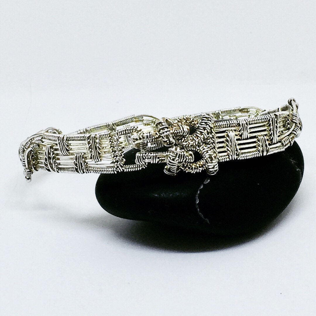 Silver Bracelet, Sterling Silver Wire Weaved Bracelet, Hand Made Wire ...