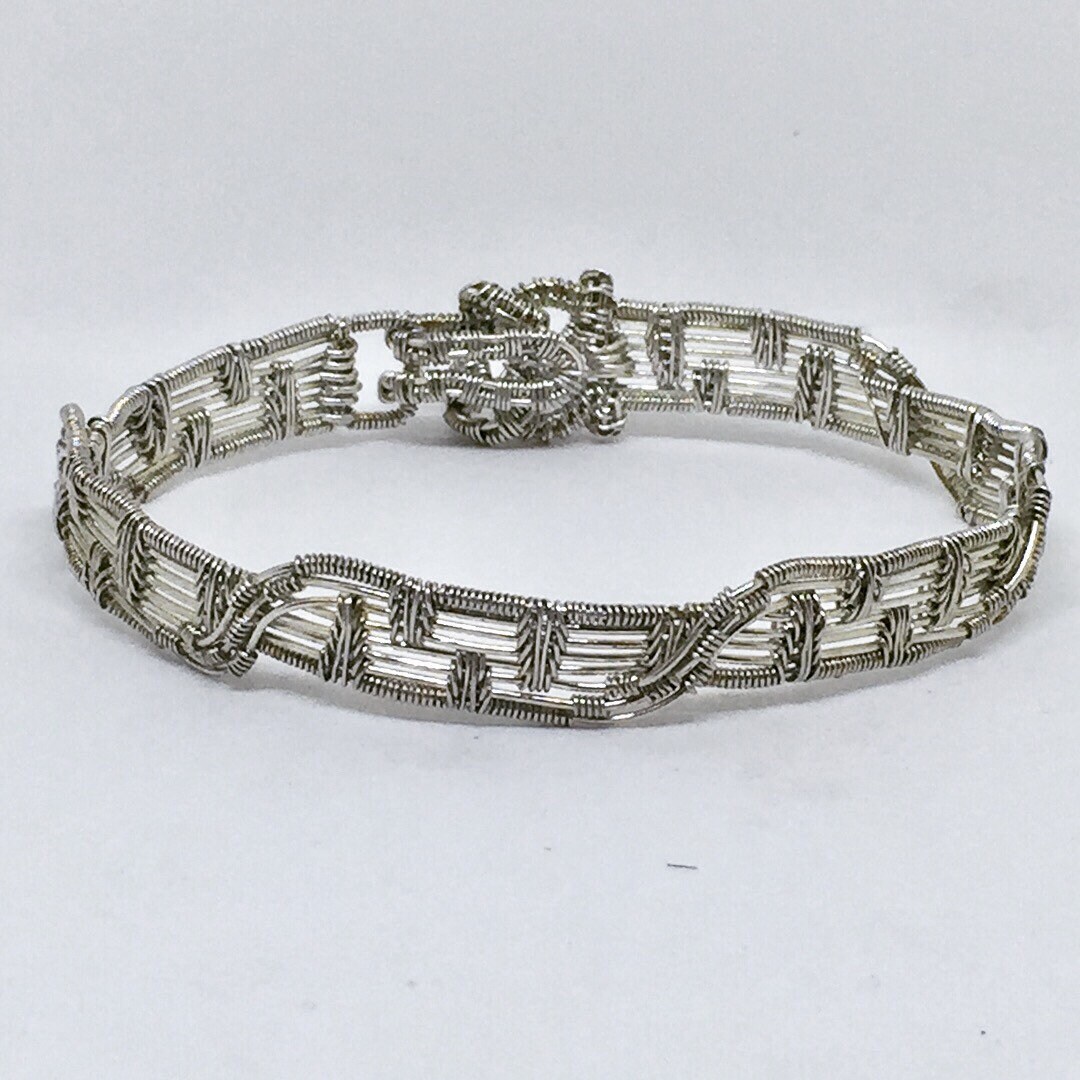 Silver Bracelet, Sterling Silver Wire Weaved Bracelet, Hand Made Wire ...