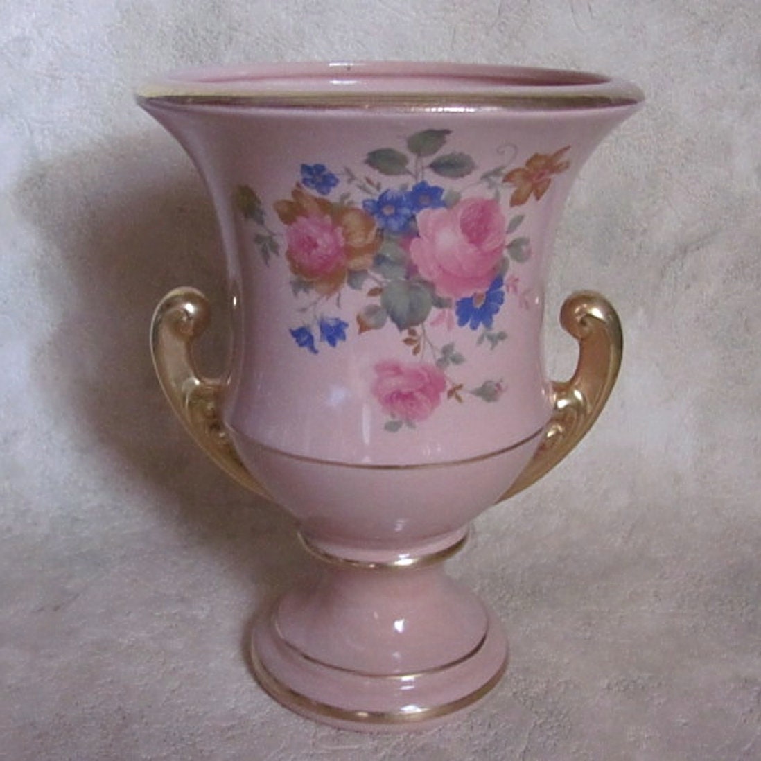 Vintage Victorian Style Vase With Flowers and Gold Trim - Etsy