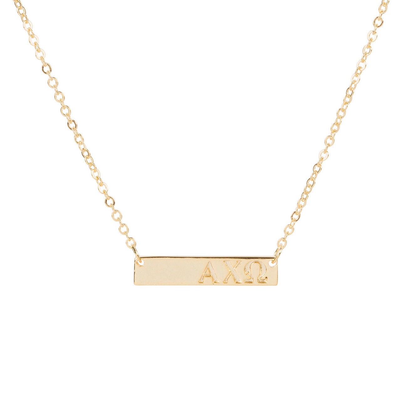 Alpha Chi Omega Gold Bar Necklace - Etsy