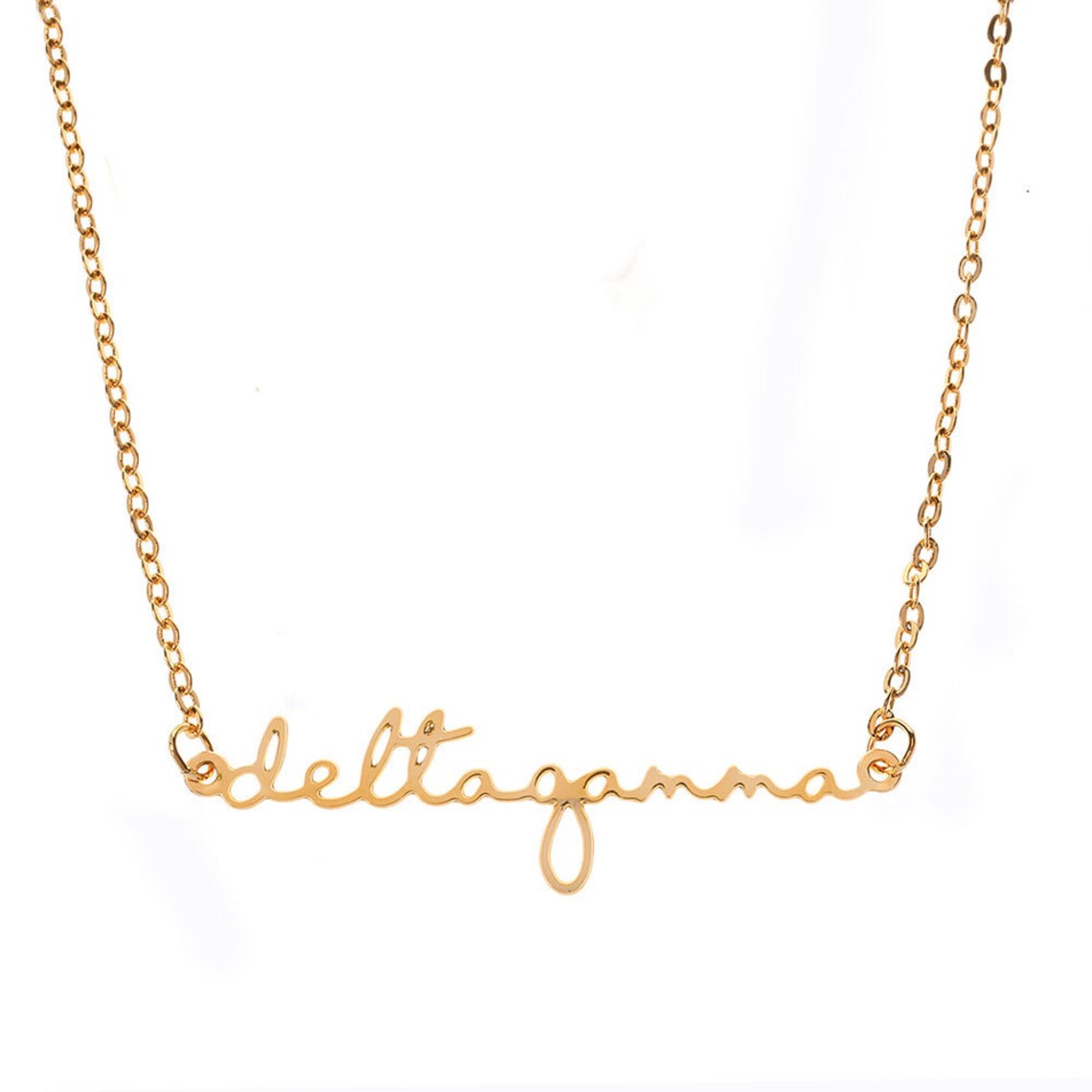 Delta Gamma Gold Script Necklace - Etsy
