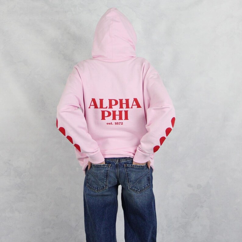 Alpha Phi Pink Heart Hoodie - Etsy