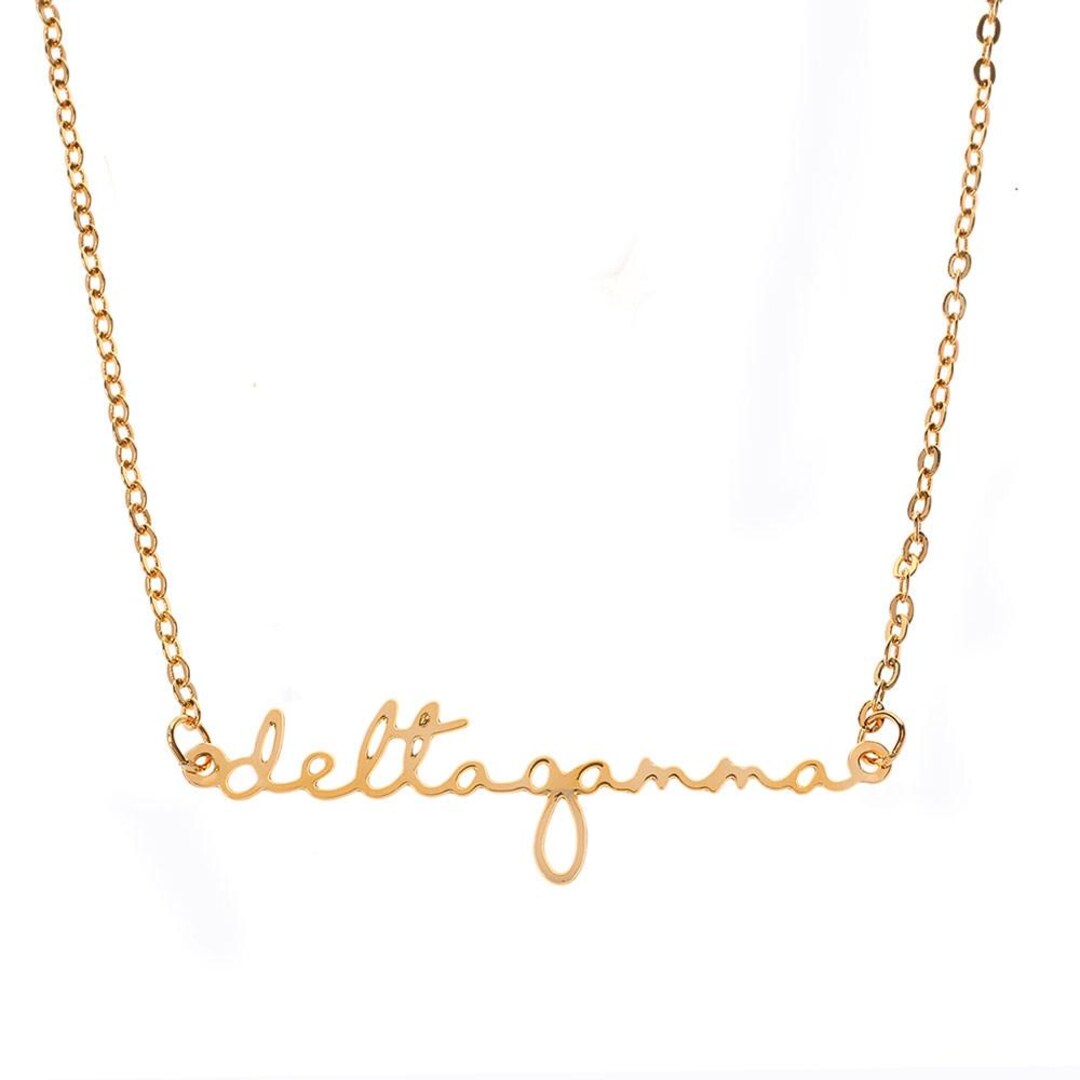 Delta Gamma Gold Script Necklace - Etsy