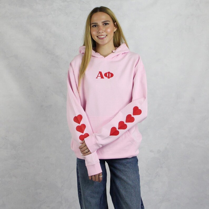 Alpha Phi Pink Heart Hoodie - Etsy