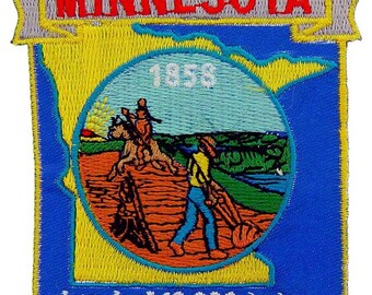 MINNESOTA State Map Embroidered Patch Applique USA United States of ...