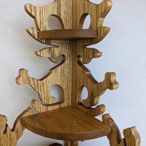 Carved 18" Corner Shelf Unit Deer Elk Ornate Natural Oak Vintage Wall ...