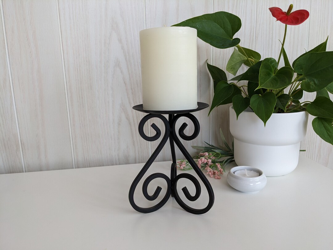 Choose Height! One Black Wrought Iron Pillar Candleholder Candle Riser ...