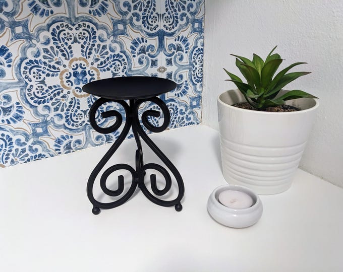 Choose Height! One Black Wrought Iron Pillar Candleholder Candle Riser ...
