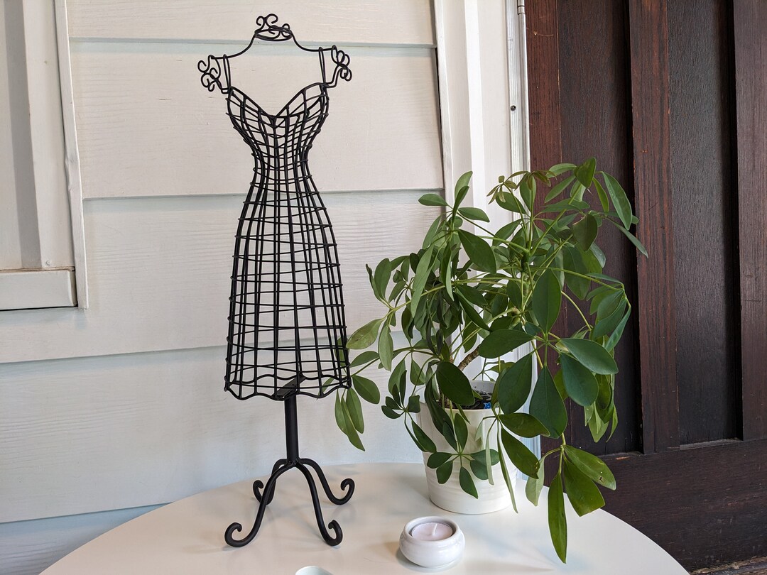 Mini 21.5 Vintage Black Wire Dress Form Wall Decor Corset Metal ...