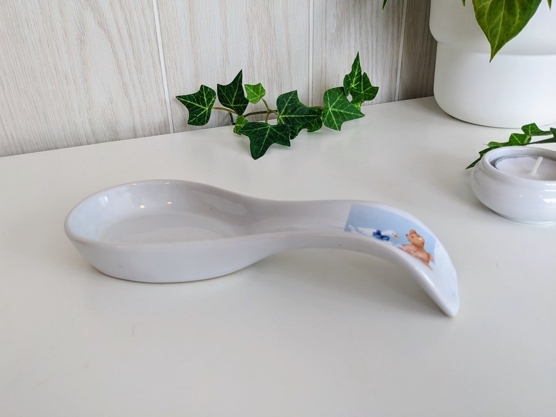 Vintage 8 Teddy Bear and Goose White Ceramic Spoon Rest - Etsy