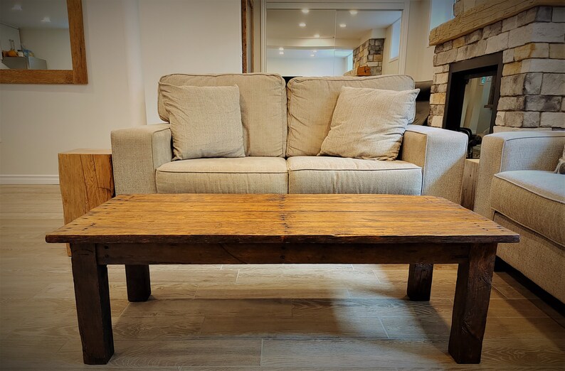 Handmade Reclaimed Wood Coffee Table: Rustic Farmhouse Sofa Table - Etsy