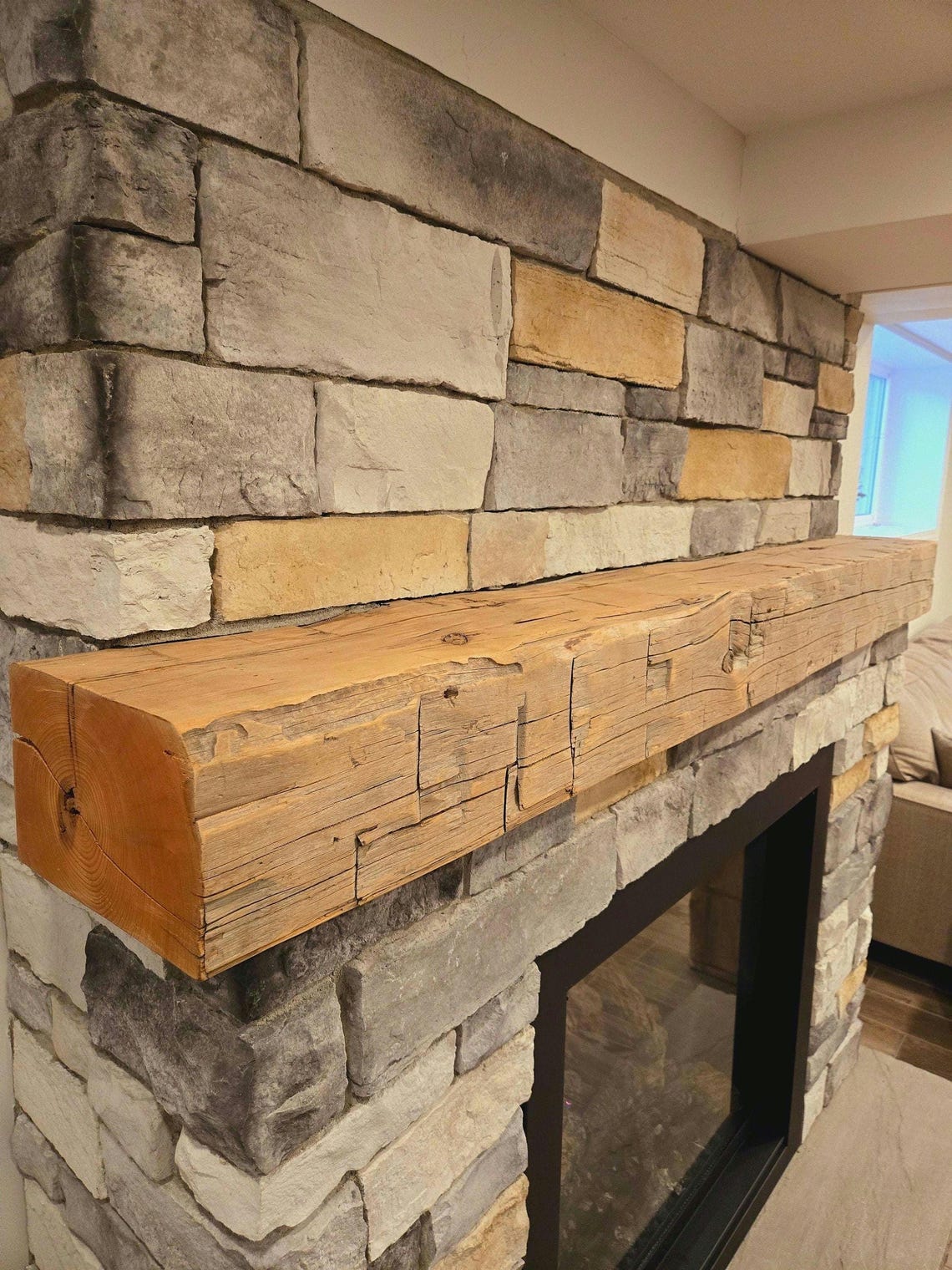 Hand Hewn Barn Beam Fireplace Mantel: Reclaimed Wood Floating Shelf - Etsy