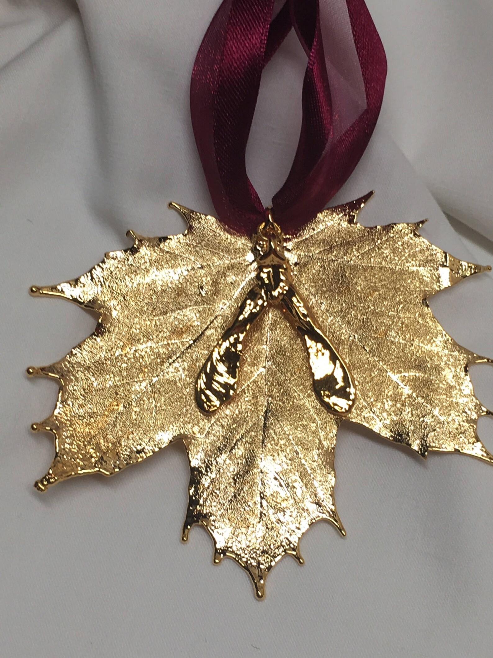 24kt Gold Sugar Maple Leaf Ornament W/maple Seeds - Etsy