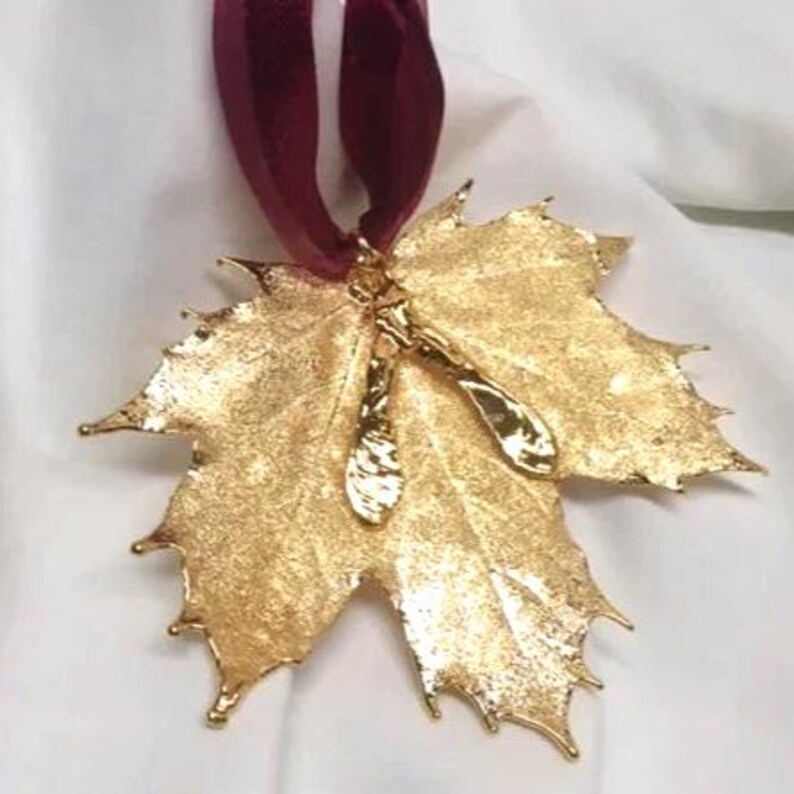 24kt Gold Sugar Maple Leaf Ornament W/maple Seeds - Etsy