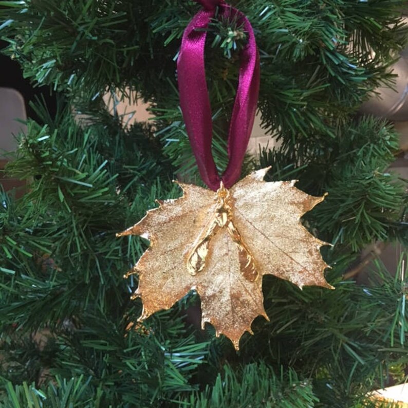 24kt Gold Sugar Maple Leaf Ornament W/maple Seeds - Etsy
