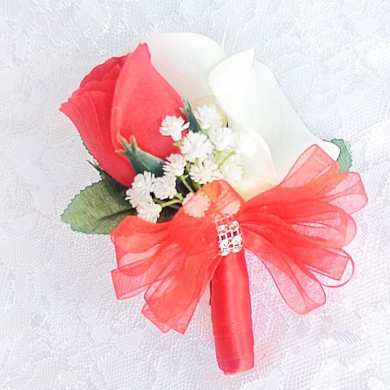Red White Corsage - Etsy