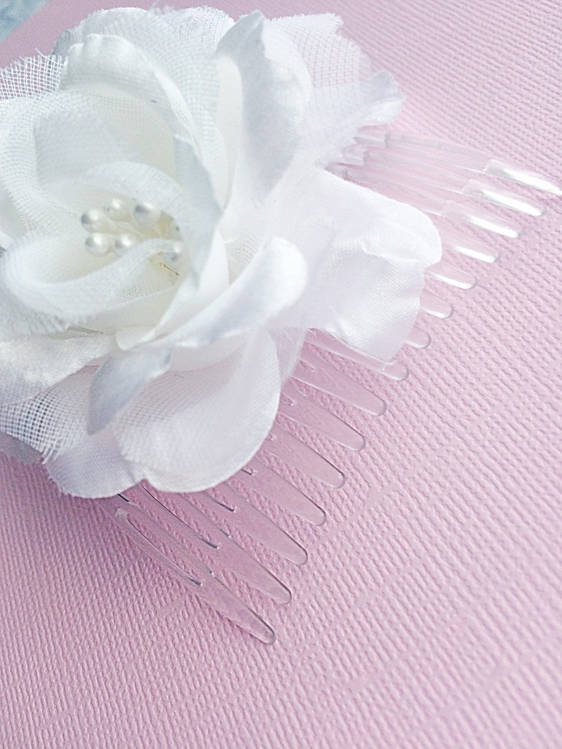 White Flower Hair Comb Bridal Rose Comb White Hair Comb | Etsy