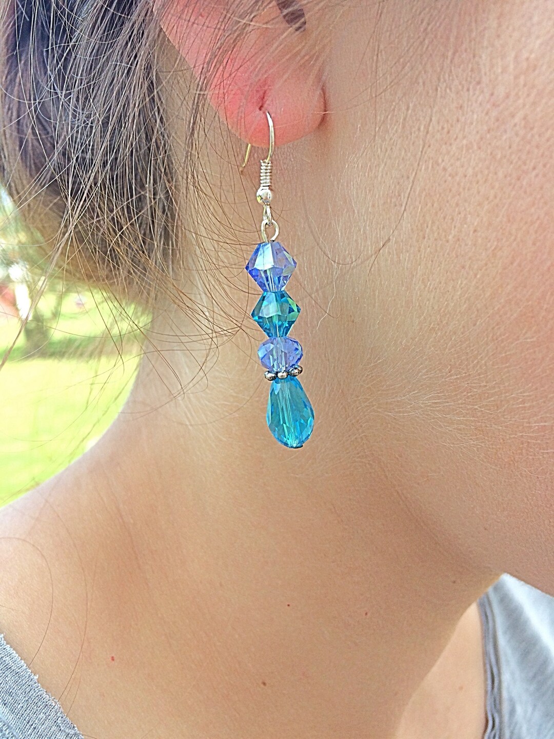 Peacock Bridesmaid Earrings, Aqua Bridesmaid Earrings, Violet Drop ...