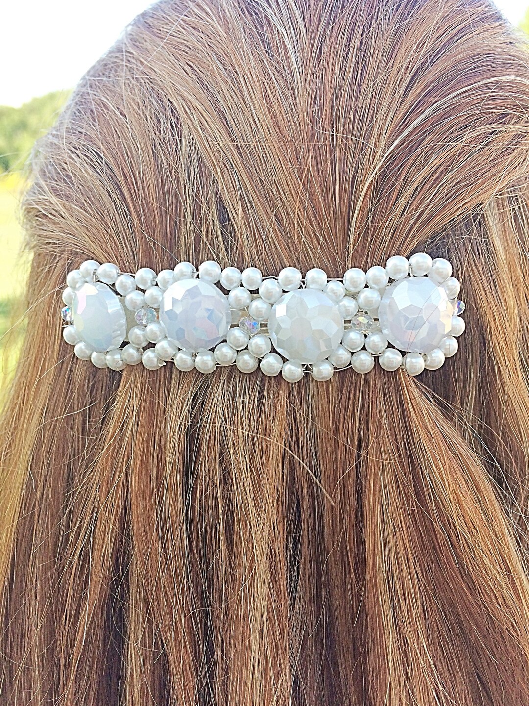 Beaded Barrette, Handmade Pearl Hair Clip, Pearl Barrette Wedding ...