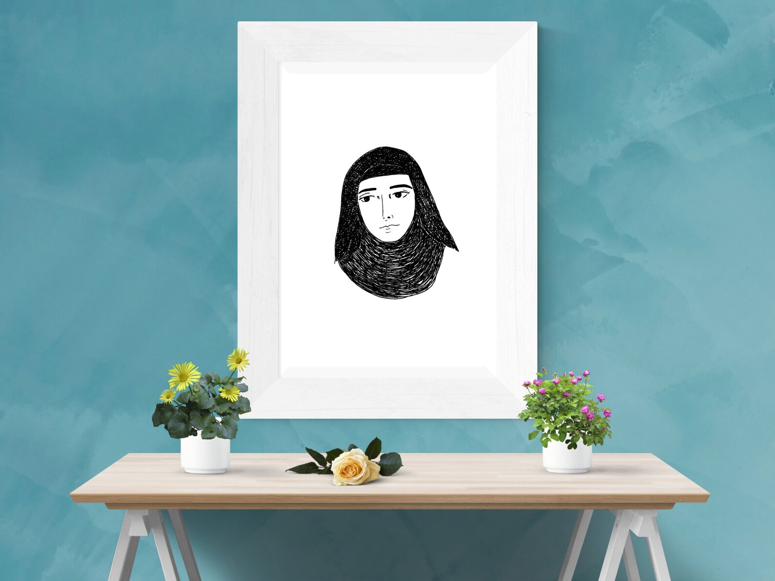 Saint Rafka Pen and Ink Art Print/saint Rafqa Print/catholic | Etsy