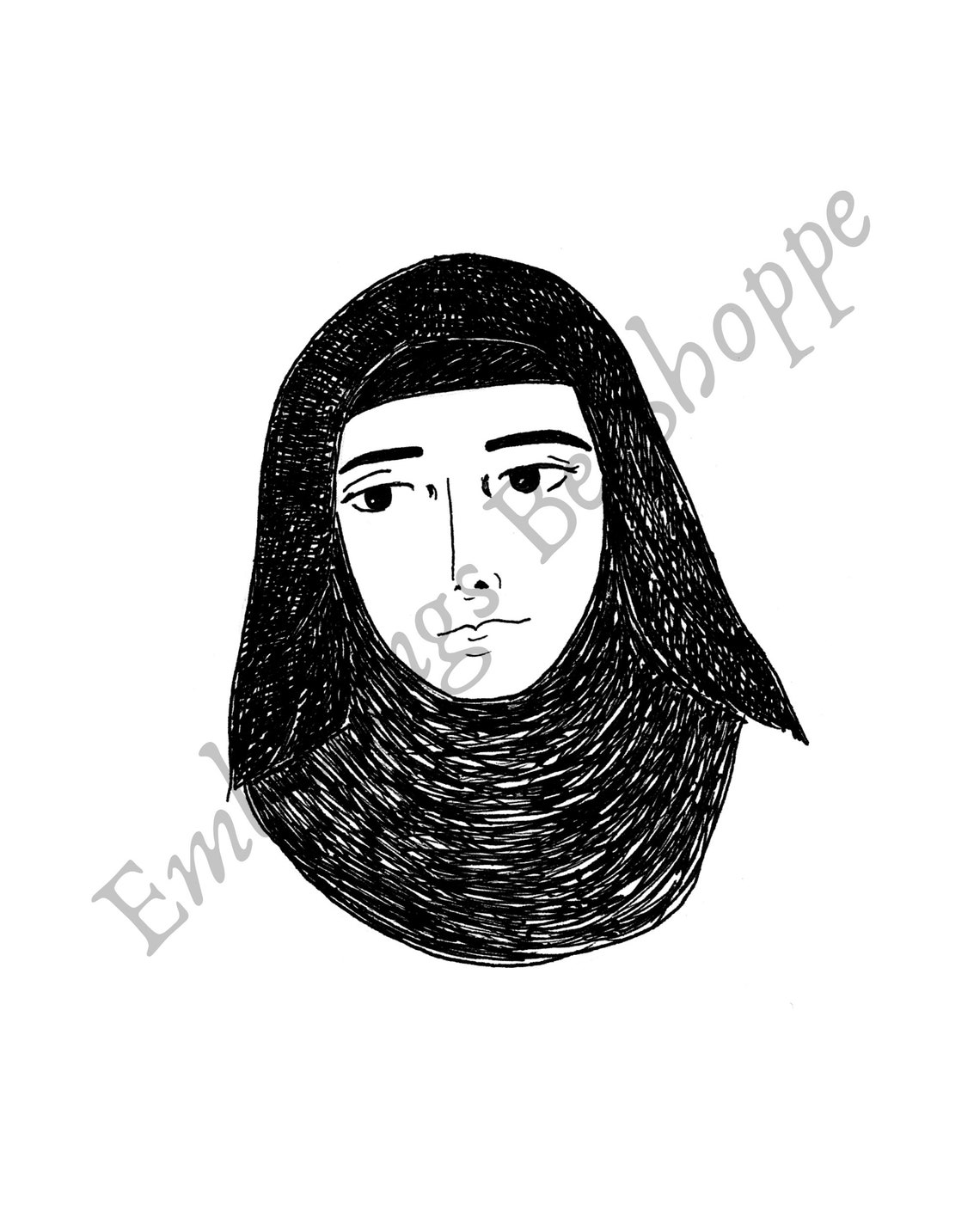 Saint Rafka Pen and Ink Art Print/saint Rafqa Print/catholic Art ...