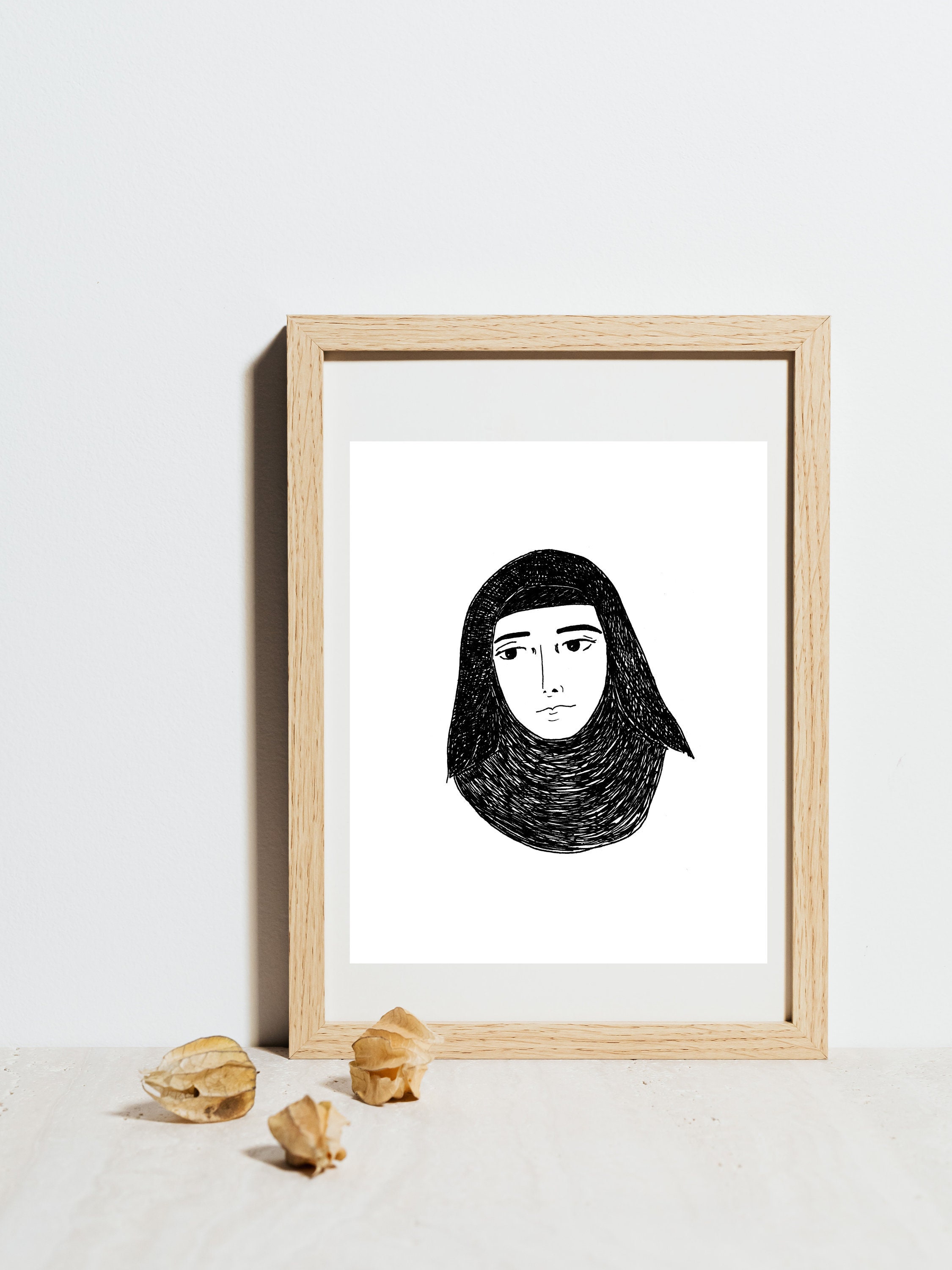 Saint Rafka Pen and Ink Art Print/saint Rafqa Print/catholic Art ...