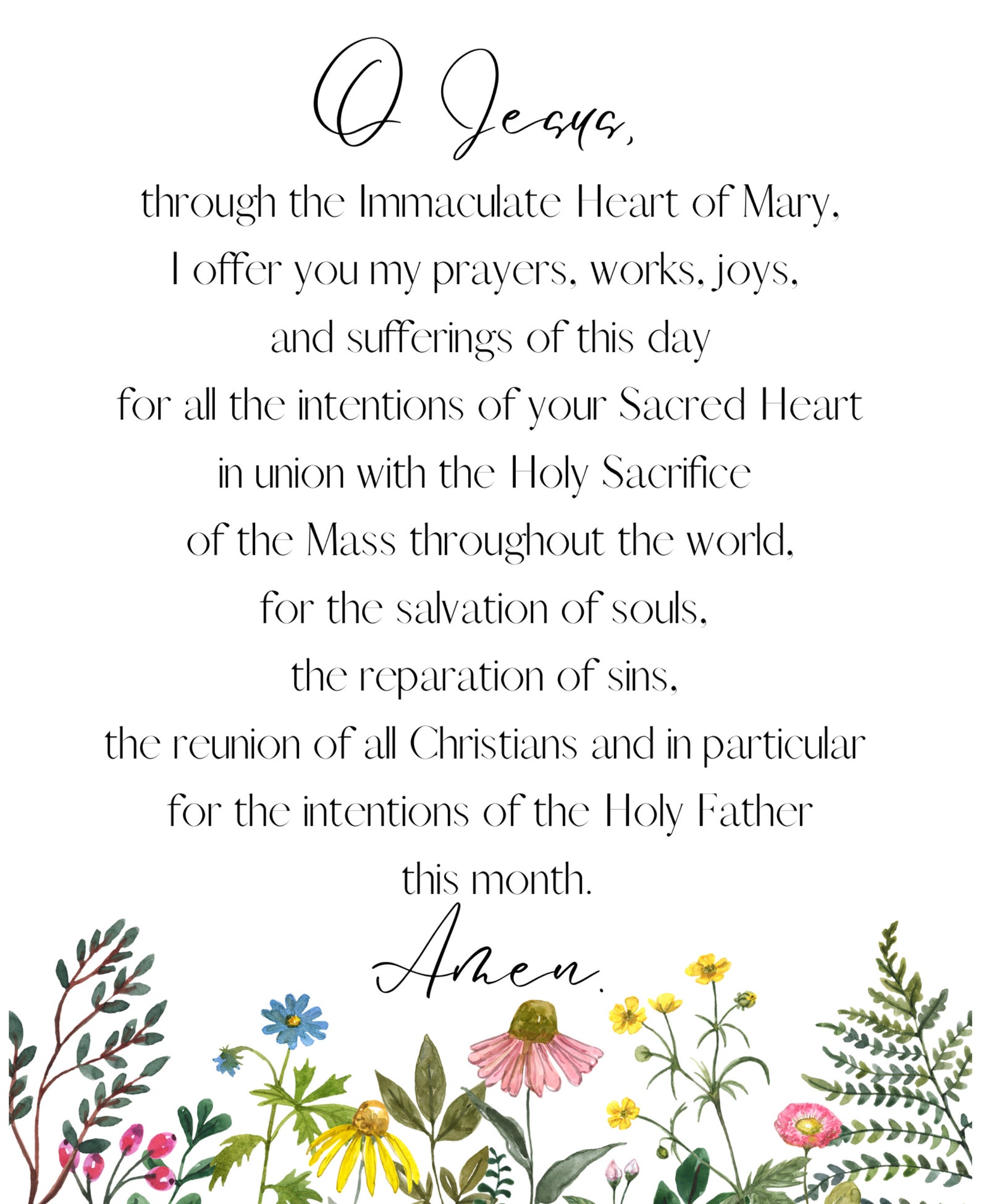 Catholic Morning Offering Prayer Download/printable Wall Art - Etsy