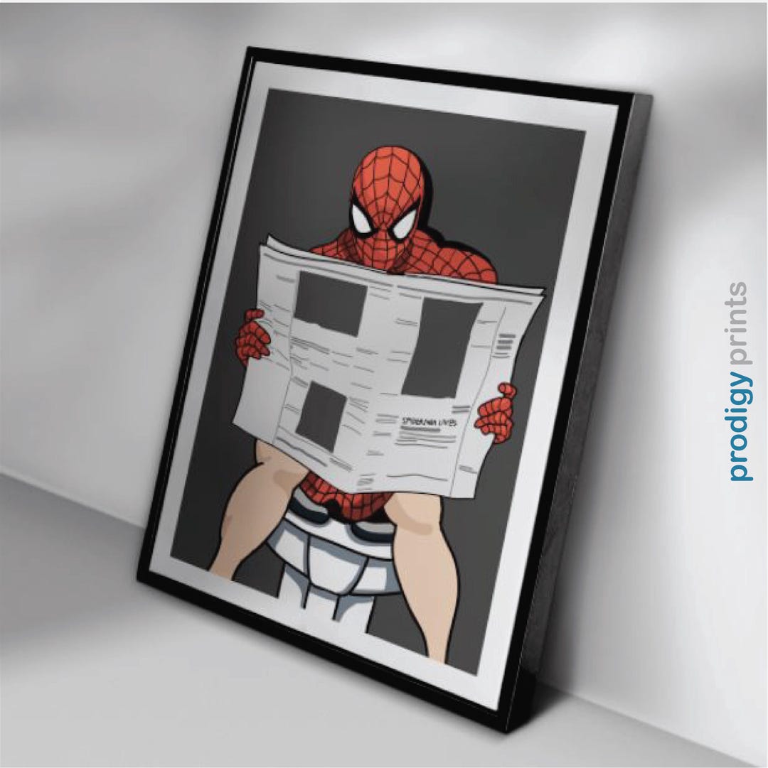 Spiderman on Toilet Print, Fun Toilet Gift, Spiderman Bathroom Art ...