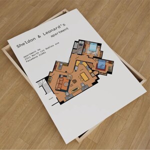 Big Bang Theory Floor Plans Print, Sheldon's Apartment Print, Big Bang ...