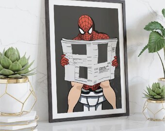 Spiderman on the Toilet - Etsy