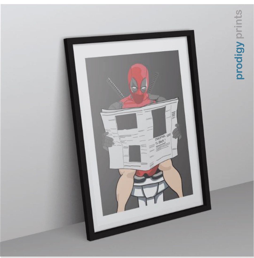 Deadpool Bathroom Art Funny Superhero Print for Toilet Humor Funny ...