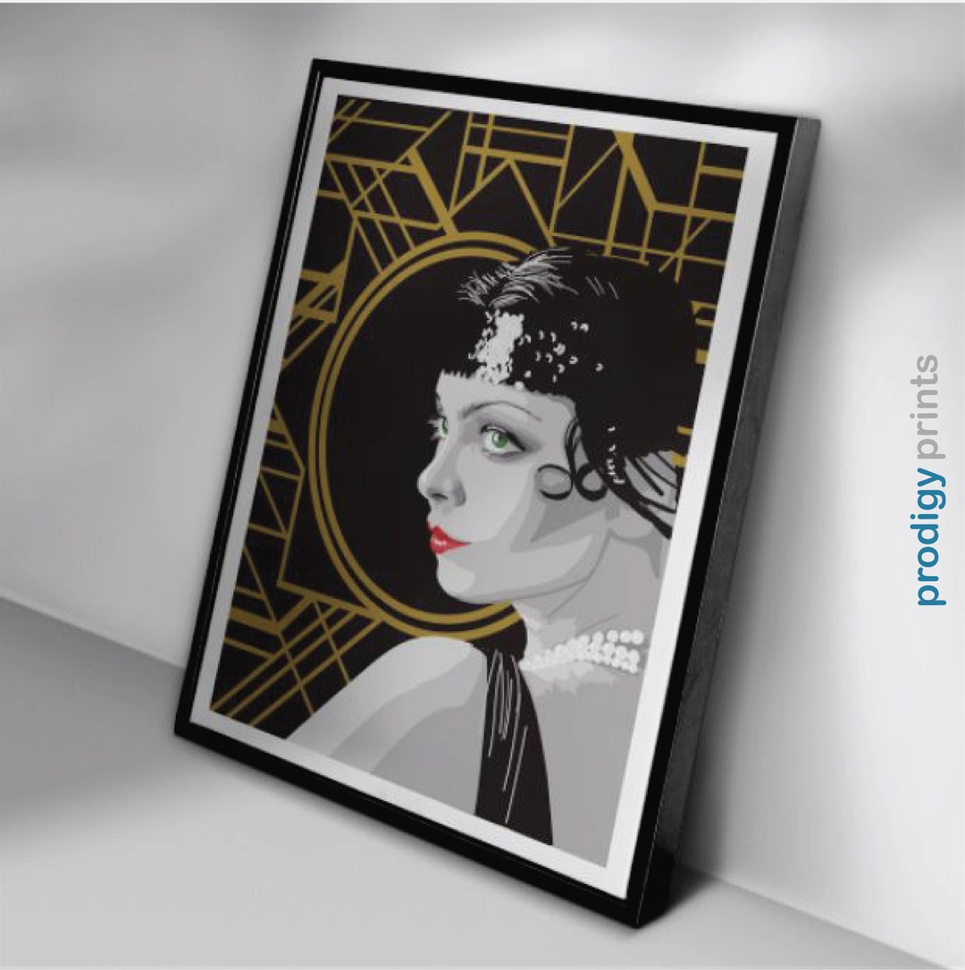 Flapper Woman Print, Flapper Poster, Flapper With Rose, Art Deco ...