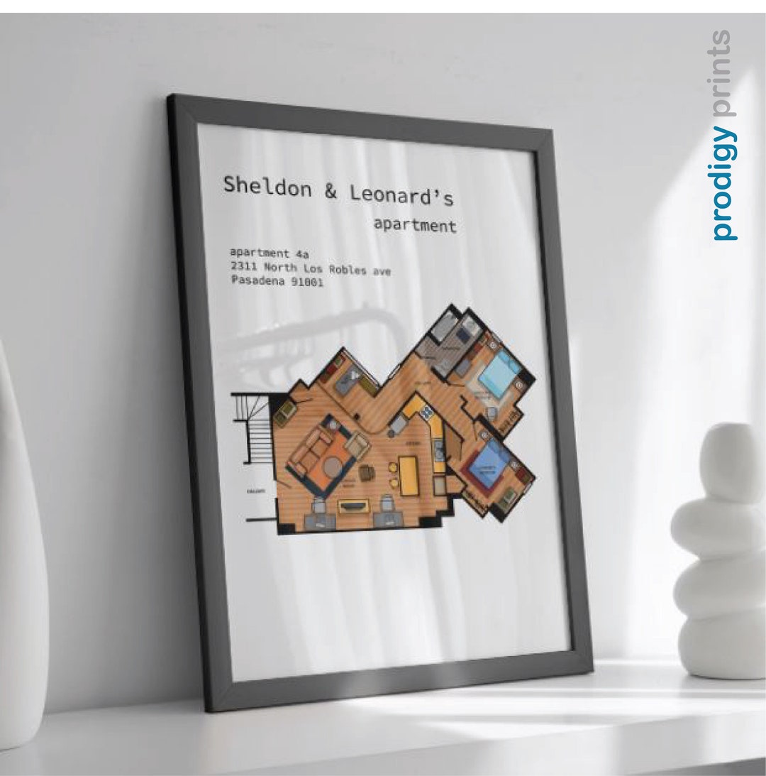 Big Bang Theory Floor Plans Print, Sheldon's Apartment Print, Big Bang ...