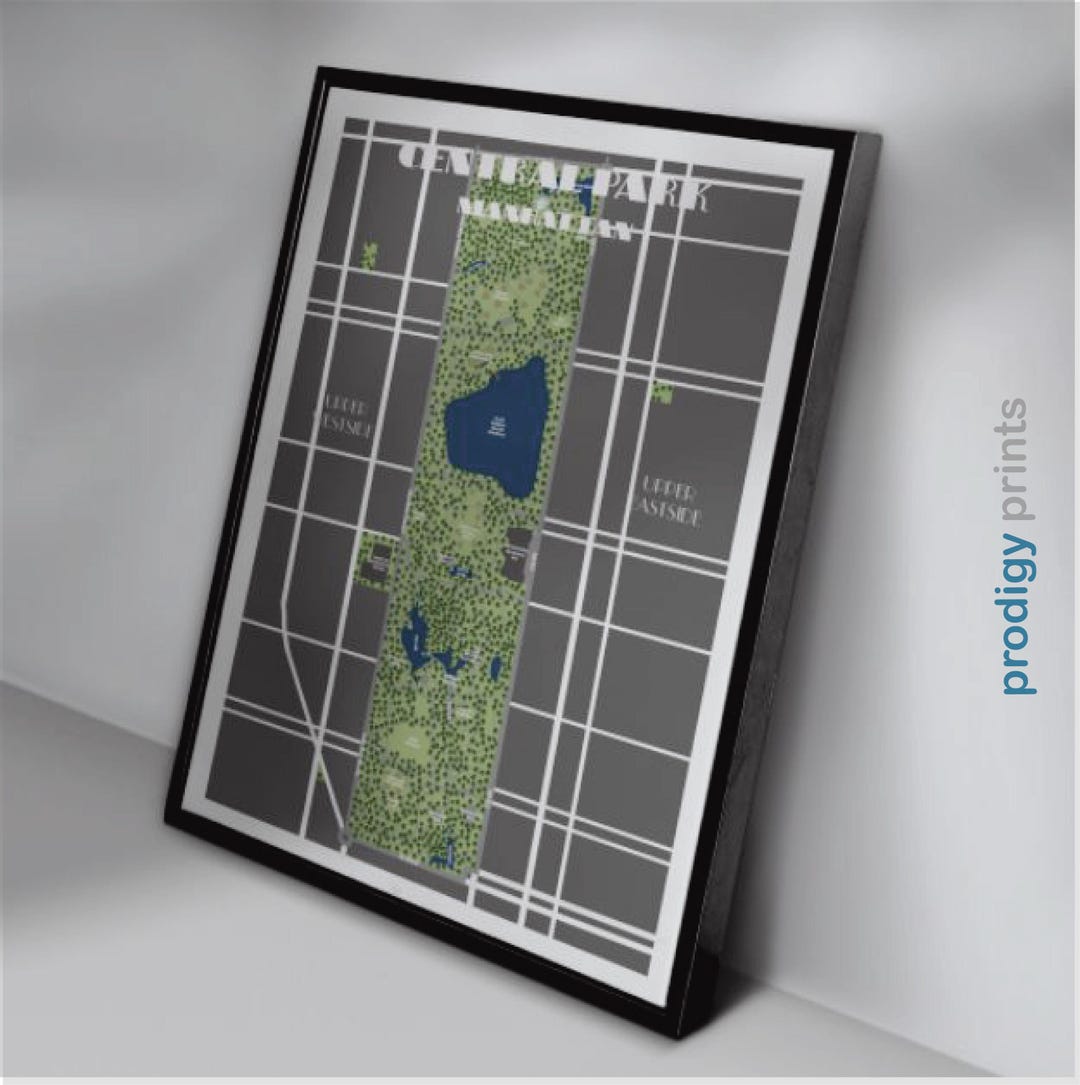 Central Park Map Print, New York City Map Print, Modern City Map, NYC ...