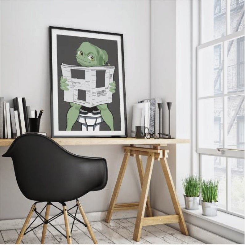 Alien print alien on toilet bathroom humor art funny | Etsy