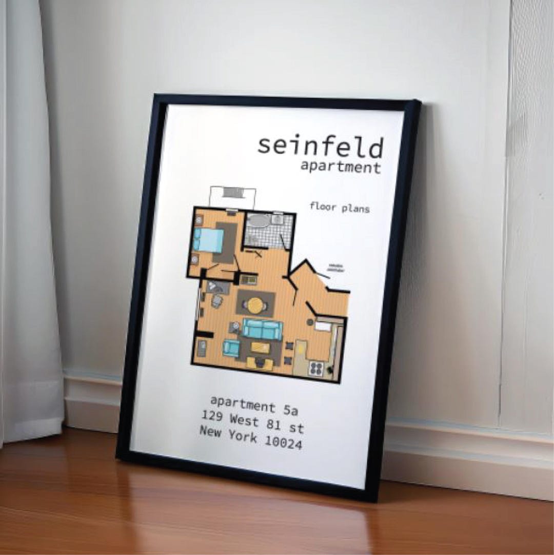Seinfeld Floor Plans Print, Blueprint Seinfeld Apartment Print, Gift ...