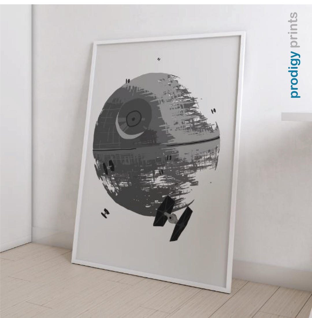 Death Star Print, Space Station Wall Art, Star Wars Themed Room, Gift ...