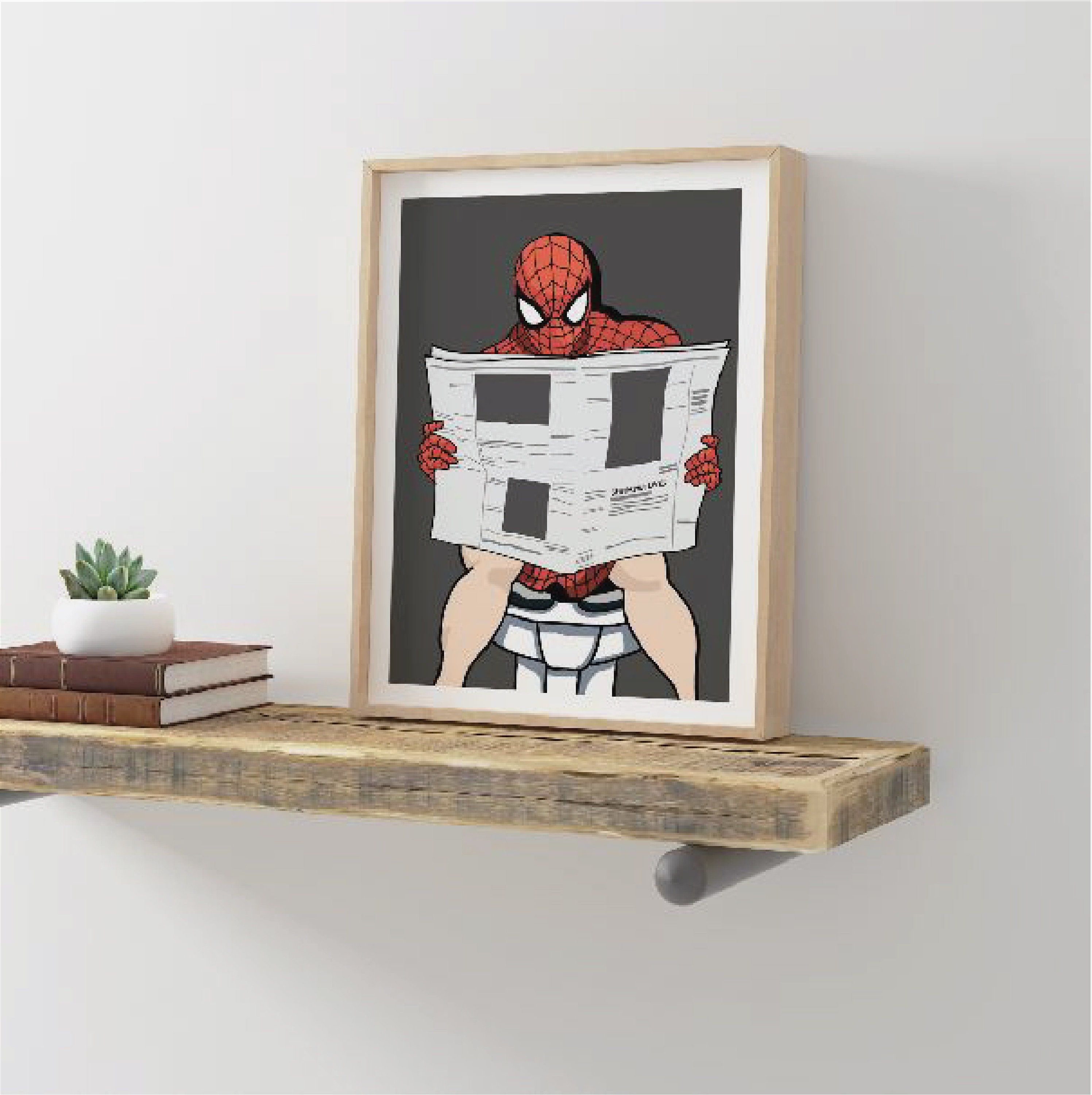 Spiderman on the Toilet Spiderman Poster Bathroom Art Humor - Etsy ...