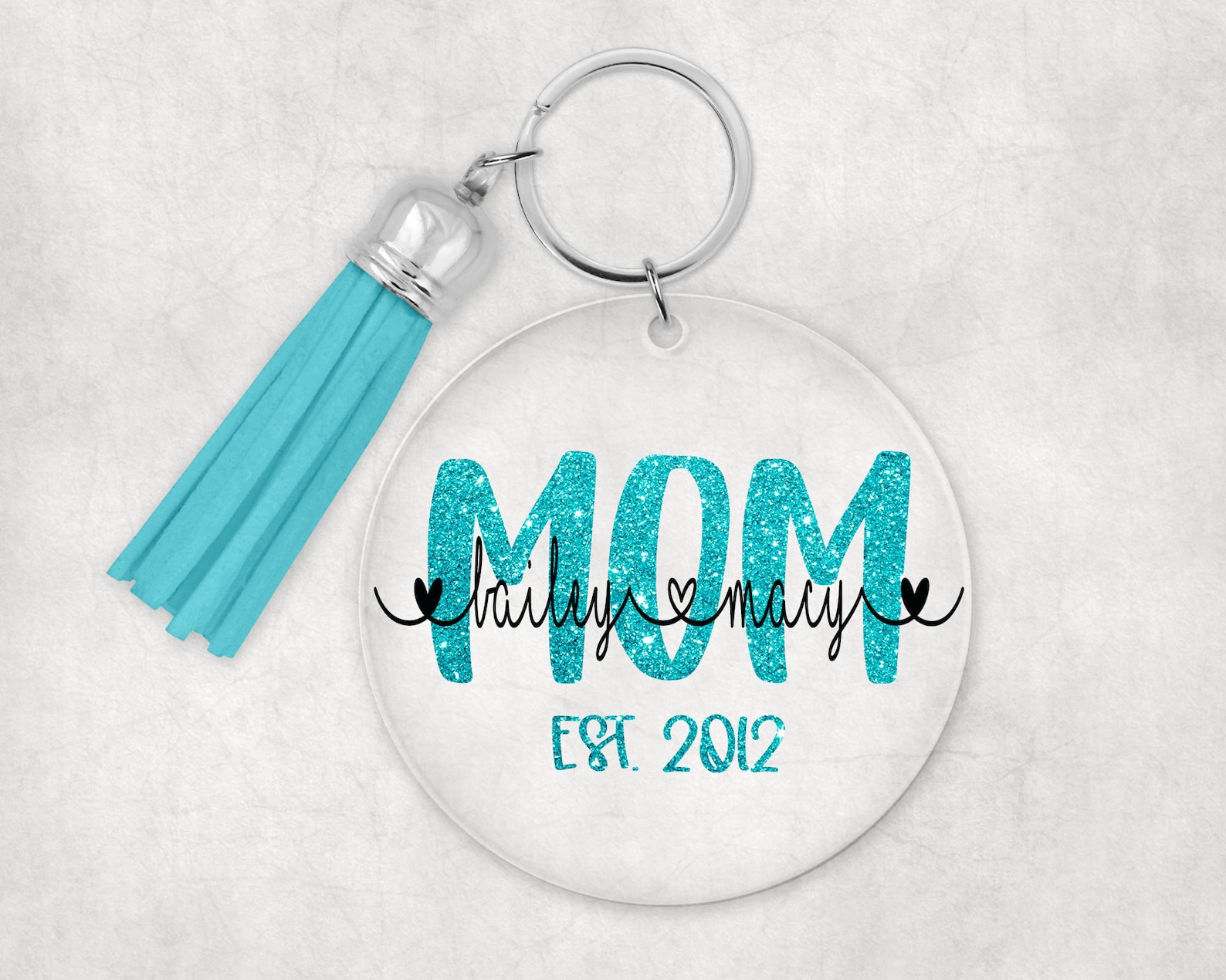 Custom Mom Keychain: Glitter Acrylic With Kids Names - Etsy