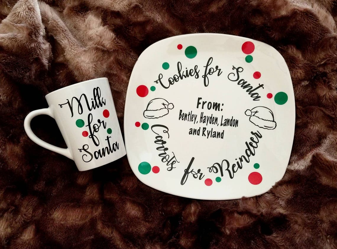 Personalized Cookies and Milk for Santa Set Milk and Cookies - Etsy