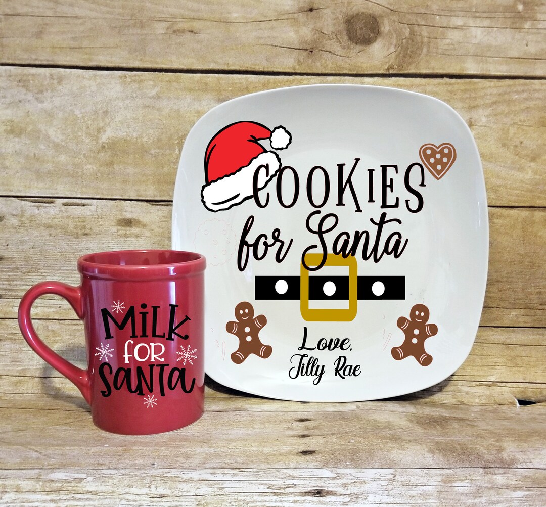 Personalized Cookies and Milk for Santa, Personalized Plate and Mug Set ...