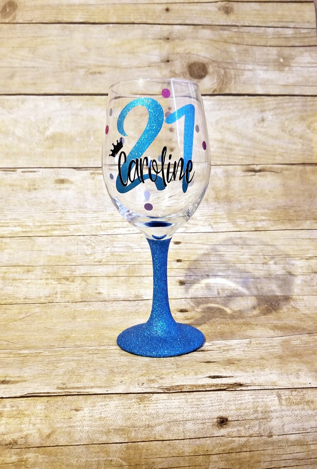 Personalized 21st Birthday Glitter Wine Glass, Milestone Gift - Etsy