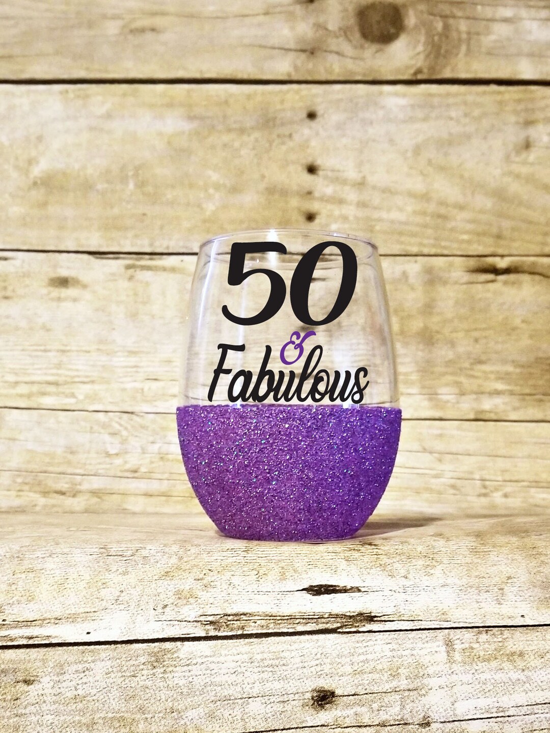 50th Birthday Glass / 50th Birthday Gift / Glitter Wine Glass / 50 and ...