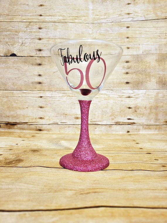 50th Birthday Glass 50th Martini Glass Fabulous 50 Glitter - Etsy