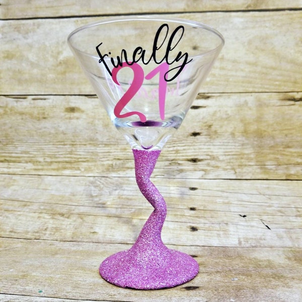 21st Birthday Martini Glass - Etsy