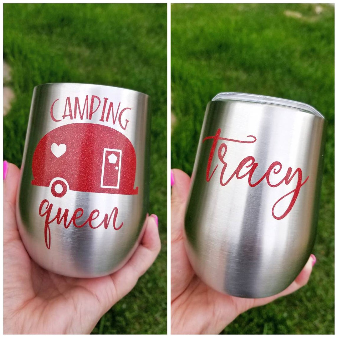 Camping Queen, Glamping Mug, Camping Mug, Metal Wine Glass, Camper Wine ...